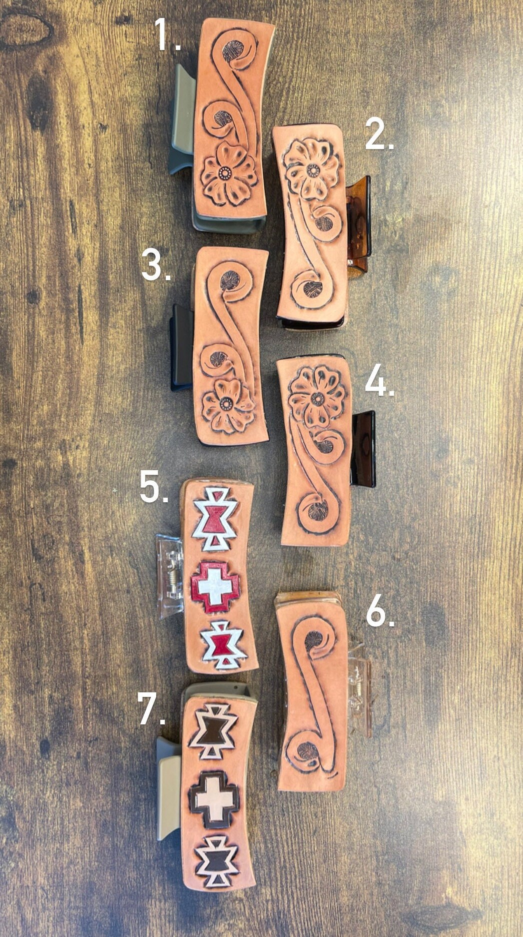 Tooled Leather Claw Clips - Etsy