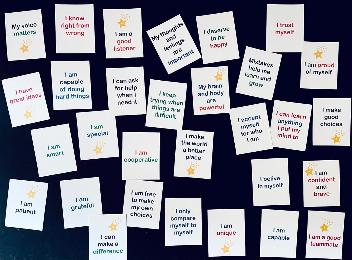 PRINTABLE Set of 30 Positive Affirmation Cards for KIDS - Color - Etsy