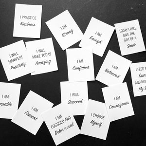 PRINTABLE Set of 30 Positive Affirmation Cards - Black & White Version ...