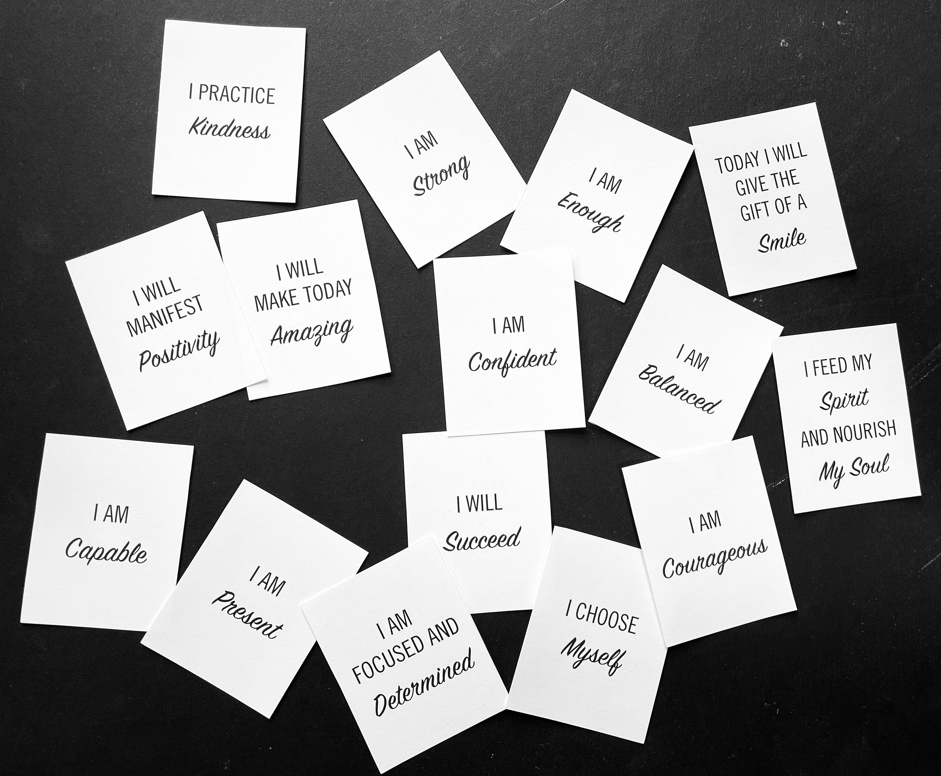 PRINTABLE Set of 30 Positive Affirmation Cards - Black & White Version ...