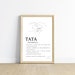 Affiche Définition tata Cadre tata single line Cadeau pour super tata ...
