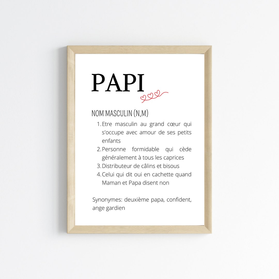 Affiche Définition Papi Poster papy personnalisé Cadeau pour papi ...