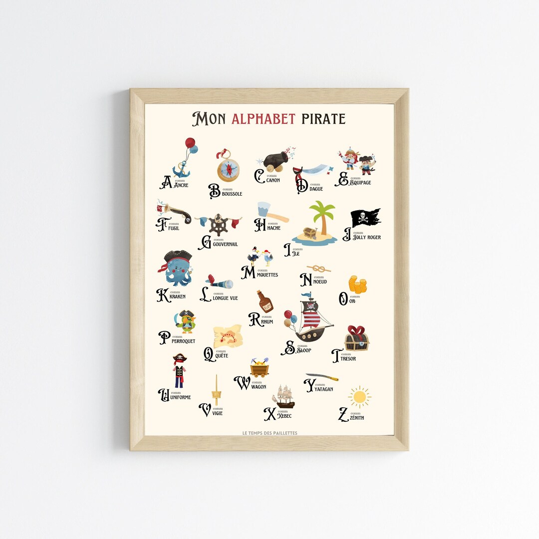 Pirate Alphabet Poster - Pirate Decoration - Pirate ABC in French by Le ...