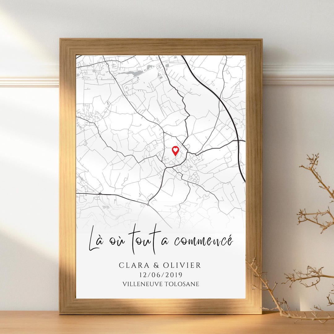 Personalized Meeting Place Map Poster for Couples. Christmas Gift for ...