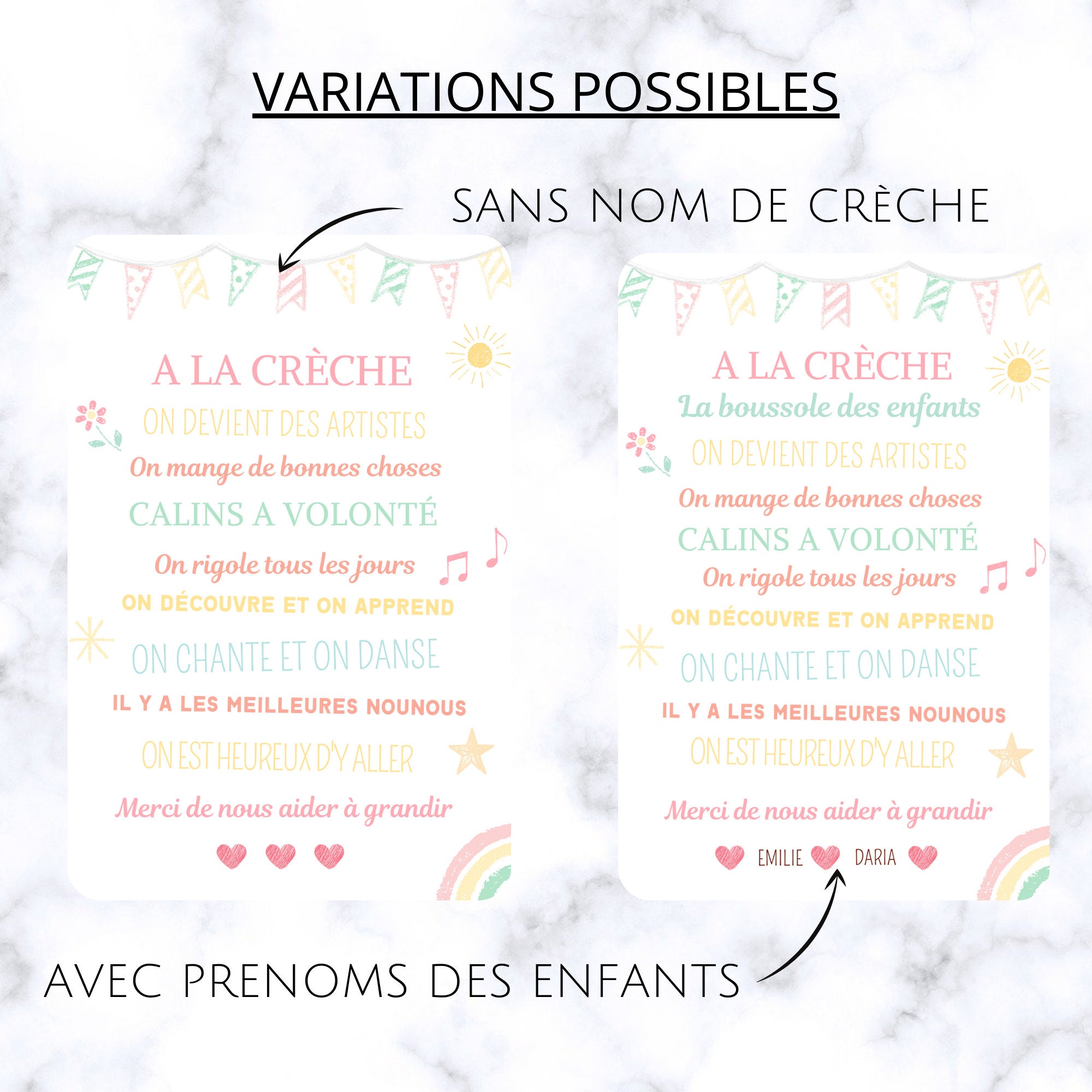 Affiche a la crèche personnalisé poster merci crèche - Etsy France