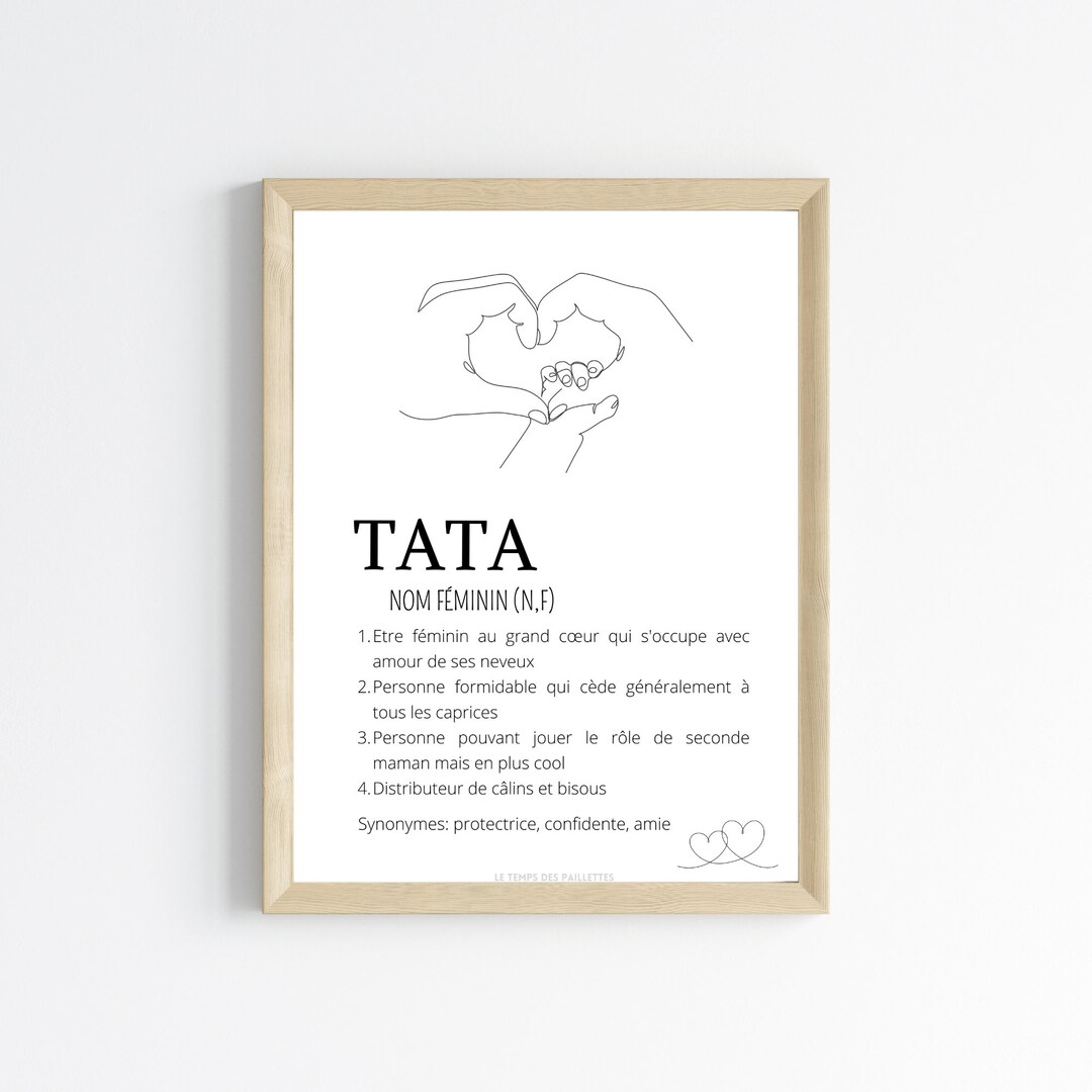 Affiche Définition tata Cadre tata single line Cadeau pour super tata ...