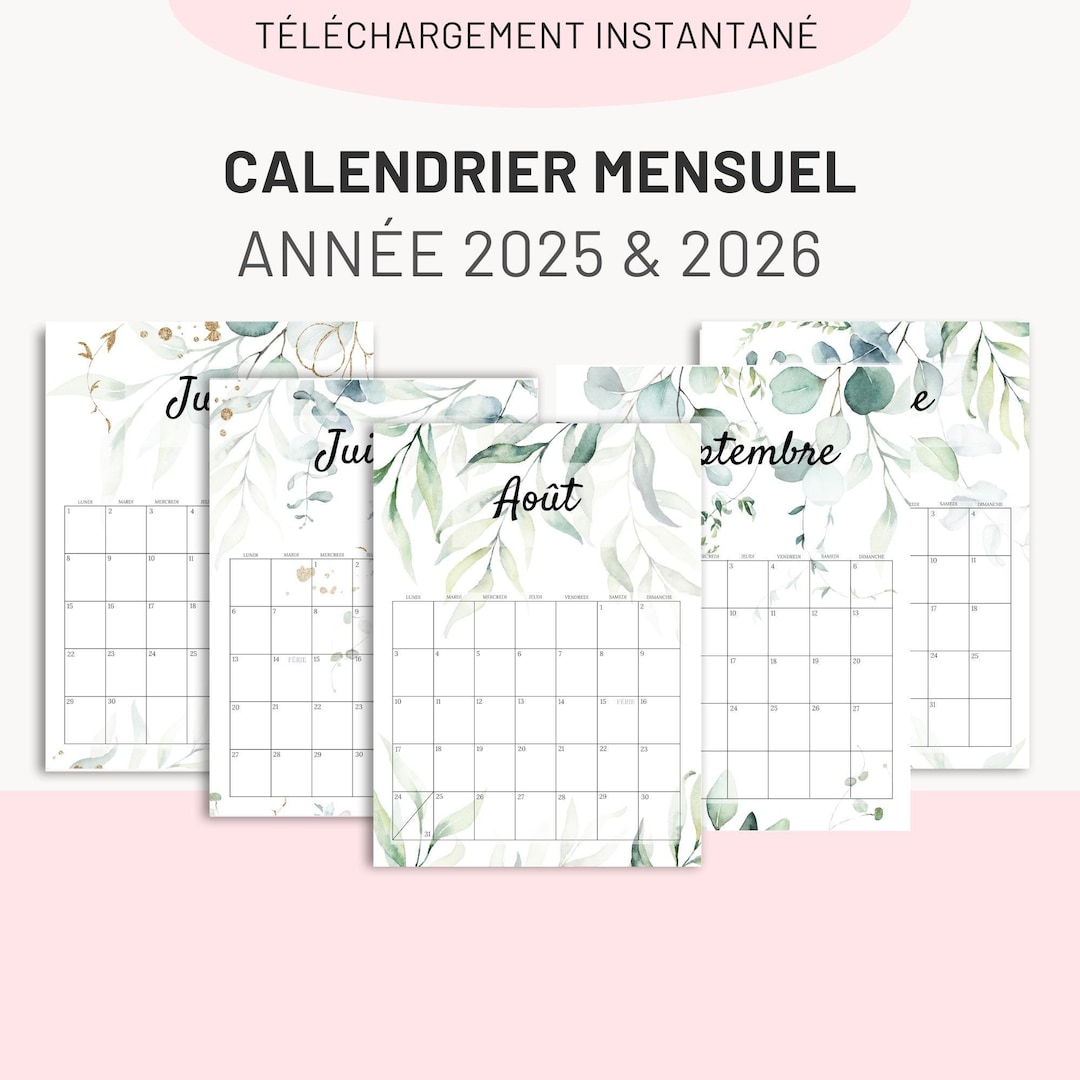 2025-2026 Calendar - Eucalyptus Monthly Planner - Perpetual PDF Diary ...