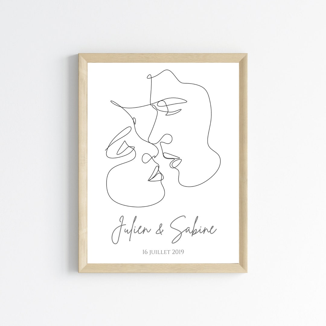 Personalized Couple Poster Single Line Couple Poster With - Etsy
