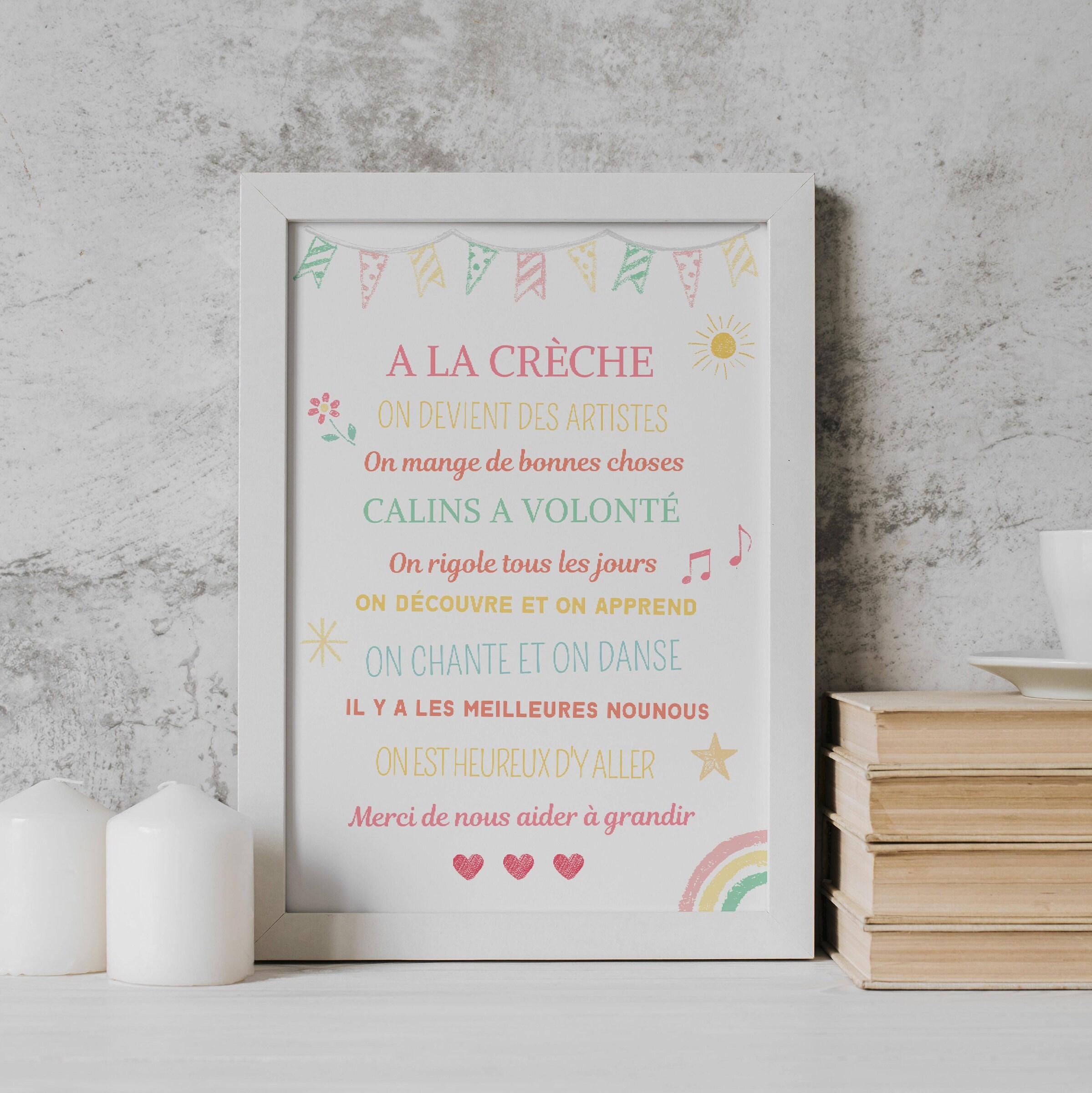Affiche a la crèche personnalisé poster merci crèche - Etsy France