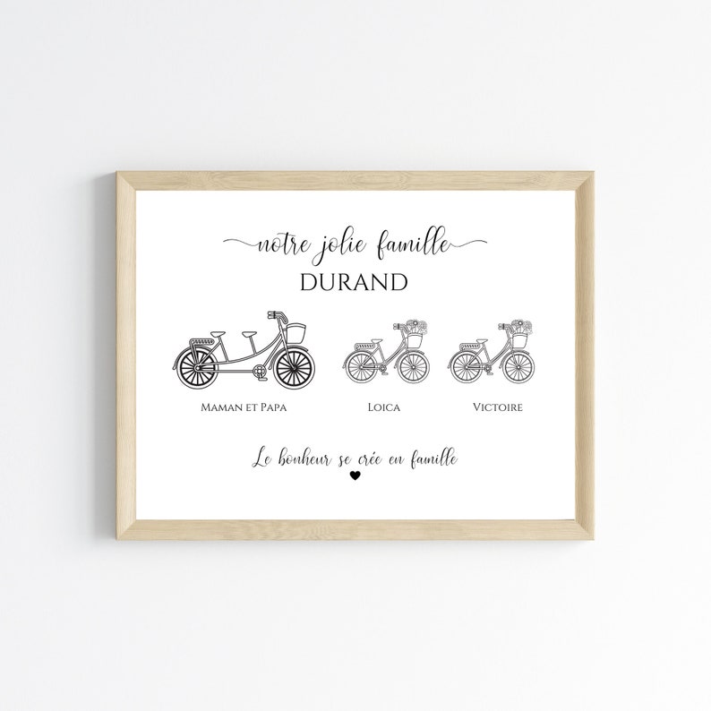Personalized Family Bike Poster - Original Family Portrait Christmas ...
