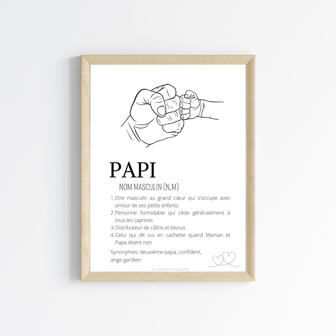 Affiche Définition Papi Poster papy personnalisé Cadeau pour papi ...