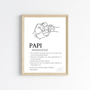 Affiche Définition Papi Poster papy personnalisé Cadeau pour papi ...