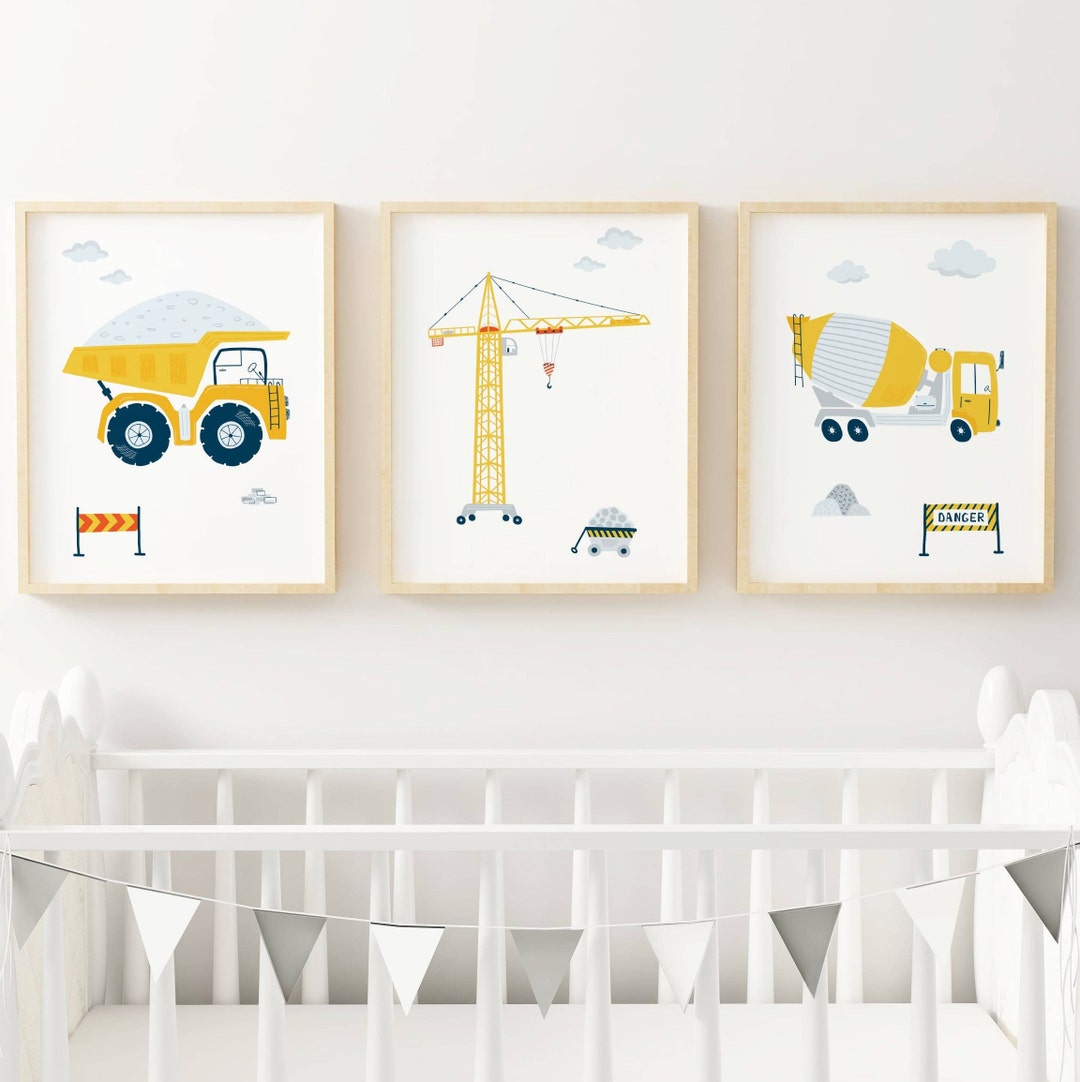 Set of 3 Excavator Truck Construction Site Posters Construction Site ...