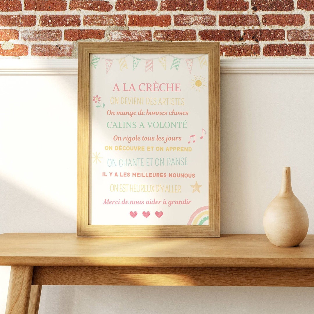 Affiche a la crèche personnalisé poster merci crèche - Etsy France