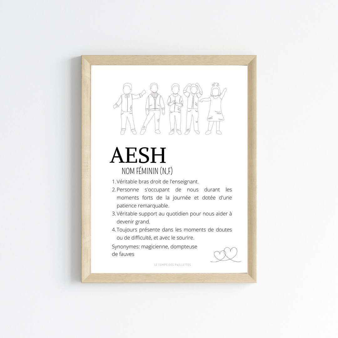 Personalized AESH Definition Poster Personalized AESH Gift AESH Frame ...