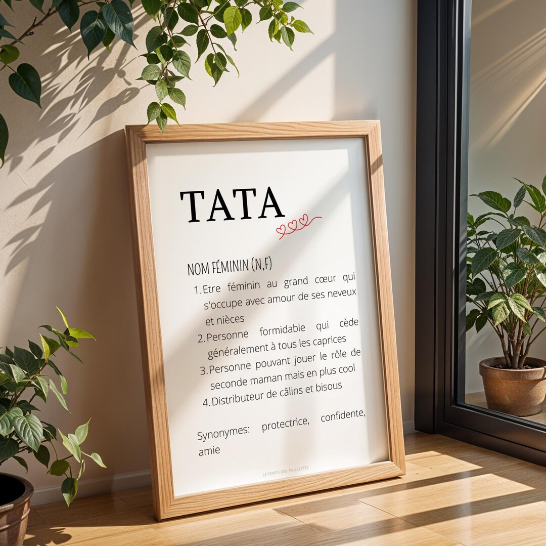 Affiche définition tata en français - Etsy France