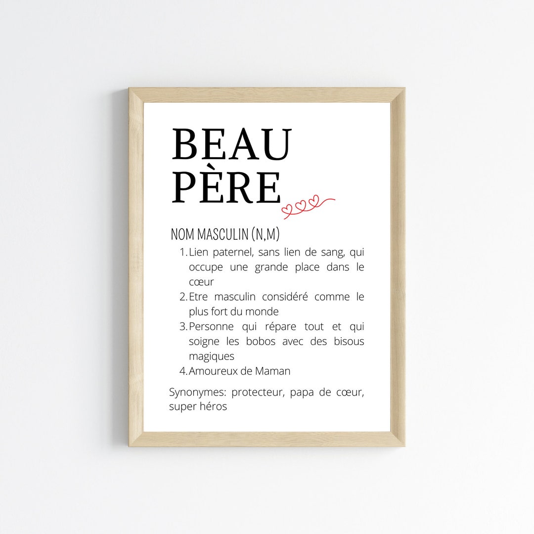 Affiche Définition Beau Père Cadre BAP Cadeau beau-père personnalisé ...
