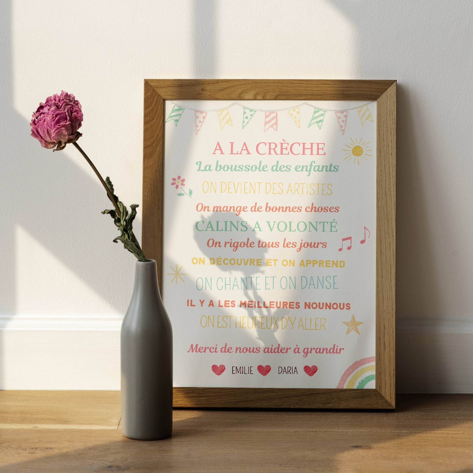Affiche a la crèche personnalisé poster merci crèche - Etsy France