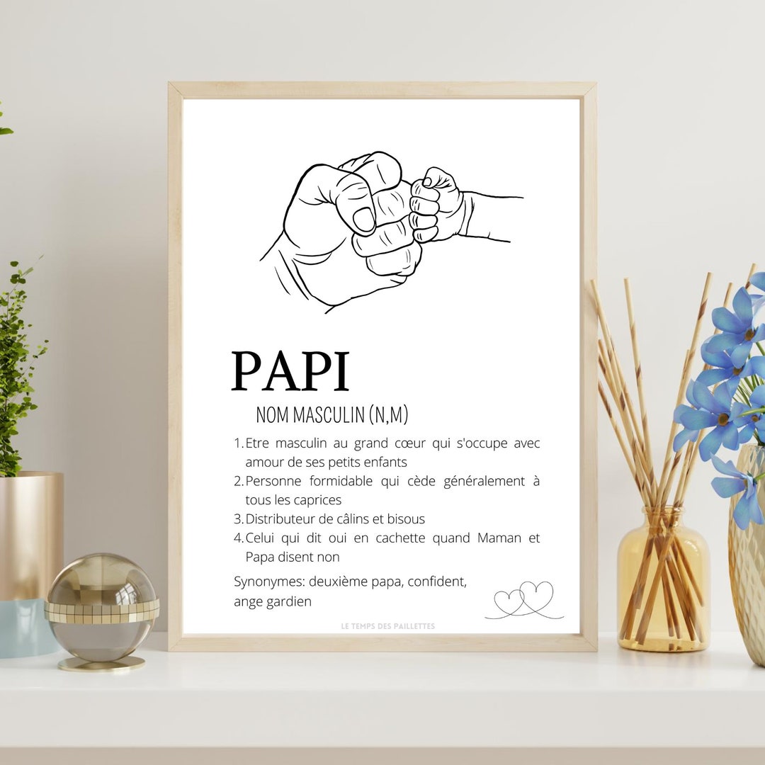 Affiche Définition Papi Poster papy personnalisé Cadeau - Etsy France