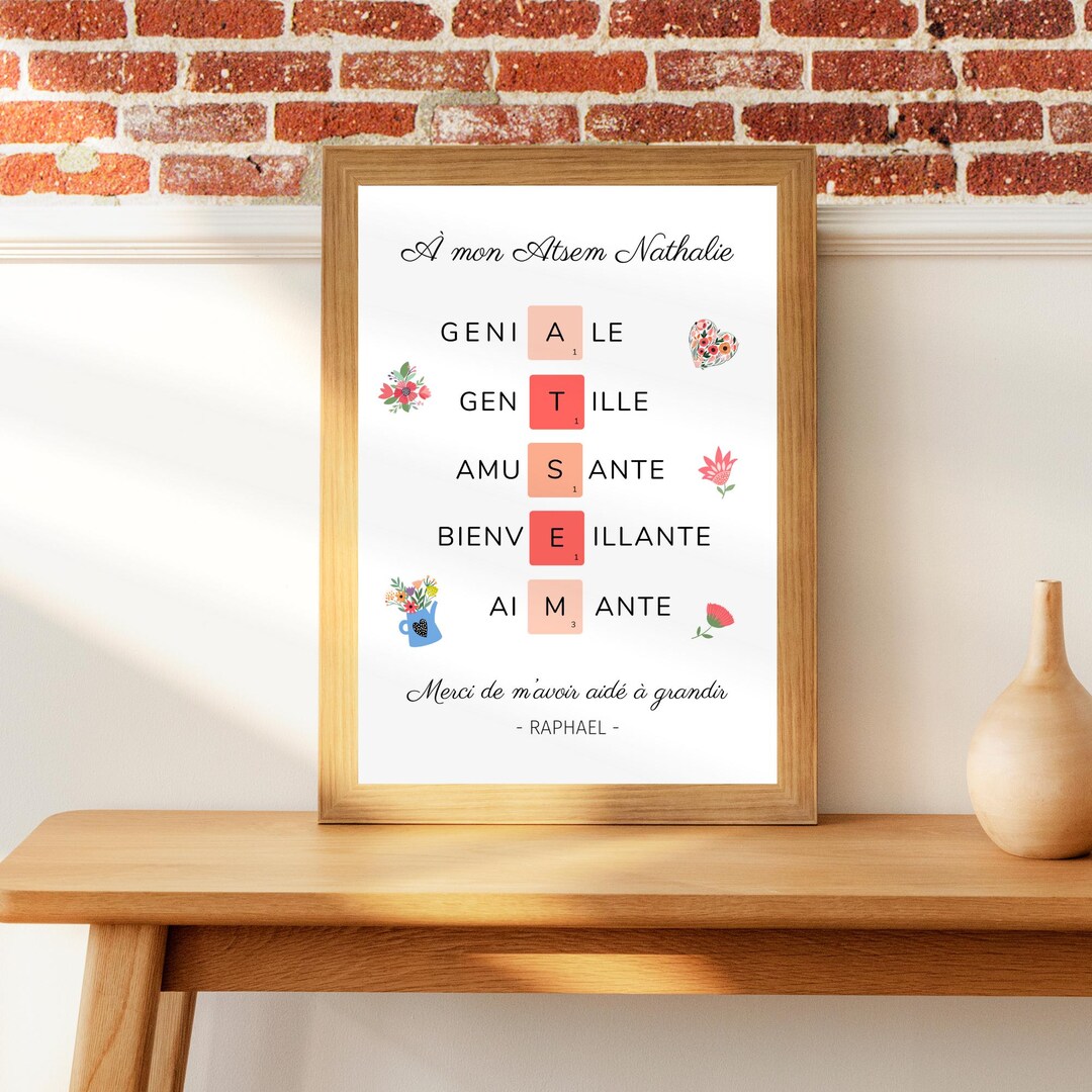 Personalized Scrabble Poster for Atsem (school Assistant) With Children ...