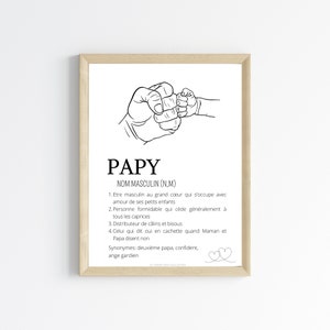 Affiche Définition Papi Poster papy personnalisé Cadeau pour papi ...