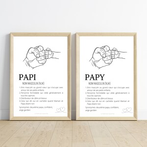 Affiche Définition Papi Poster papy personnalisé Cadeau pour papi ...