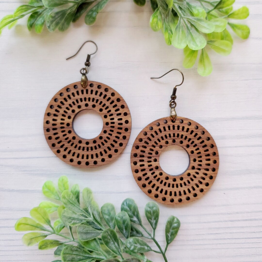 Round Cutout Hoop Outline Laser Engraved Earrings DIGITAL FILE - Etsy