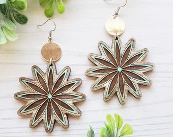 Spring Flower Laser Engraved Earrings DIGITAL FILE - Etsy
