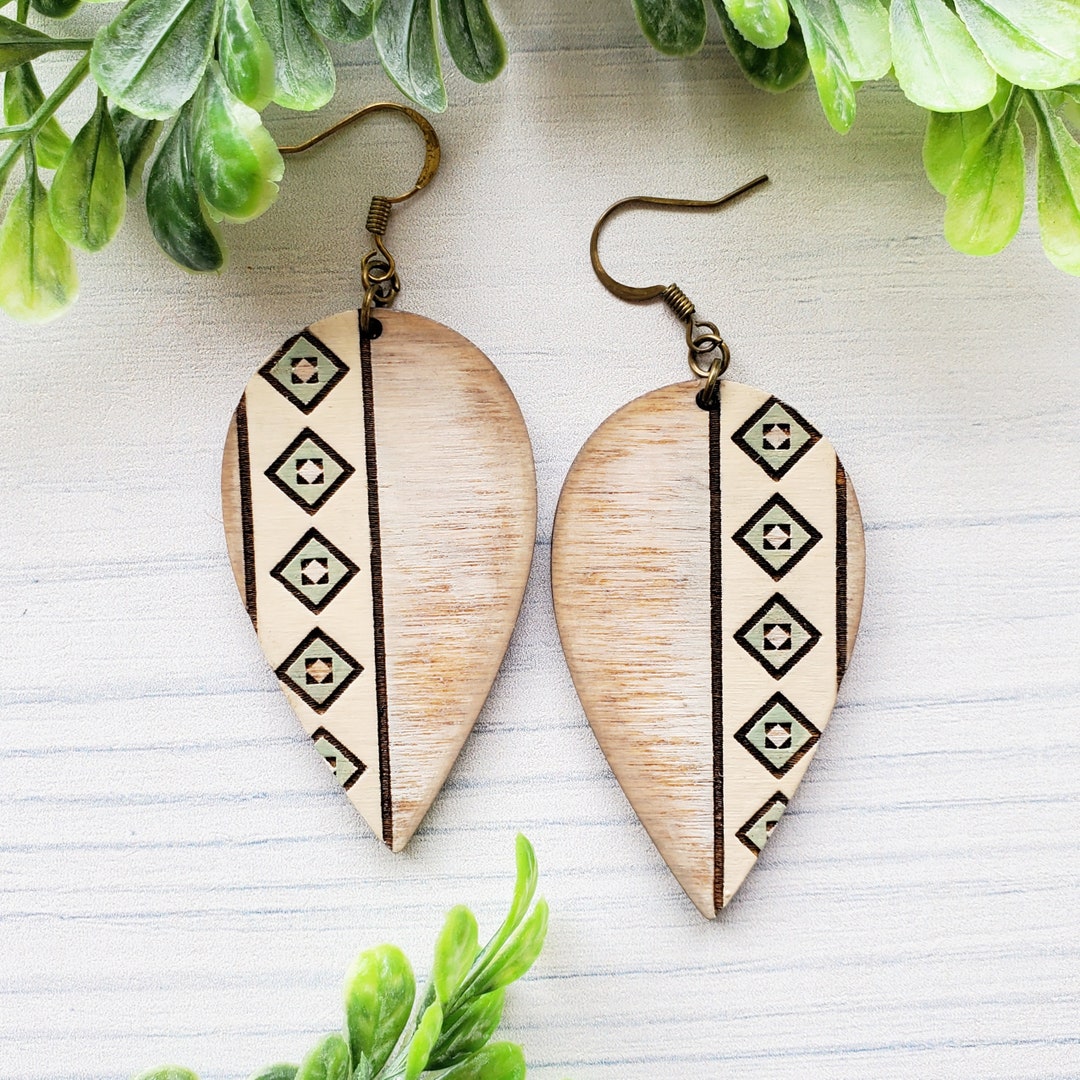 Shifted Square Teardrop Laser Engraved Earrings DIGITAL FILE - Etsy