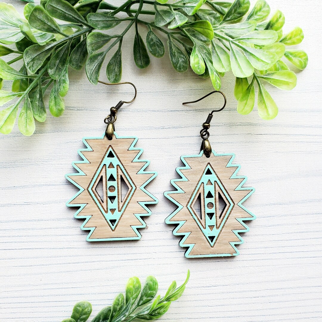 Aztec Diamond Laser Engraved Earrings DIGITAL FILE - Etsy