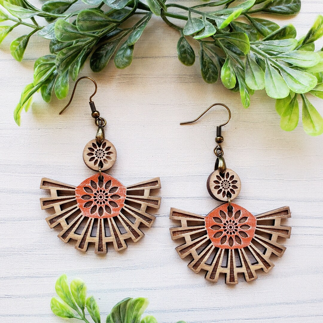 2 Piece Mandala Fan Laser Engraved Earrings DIGITAL FILE - Etsy