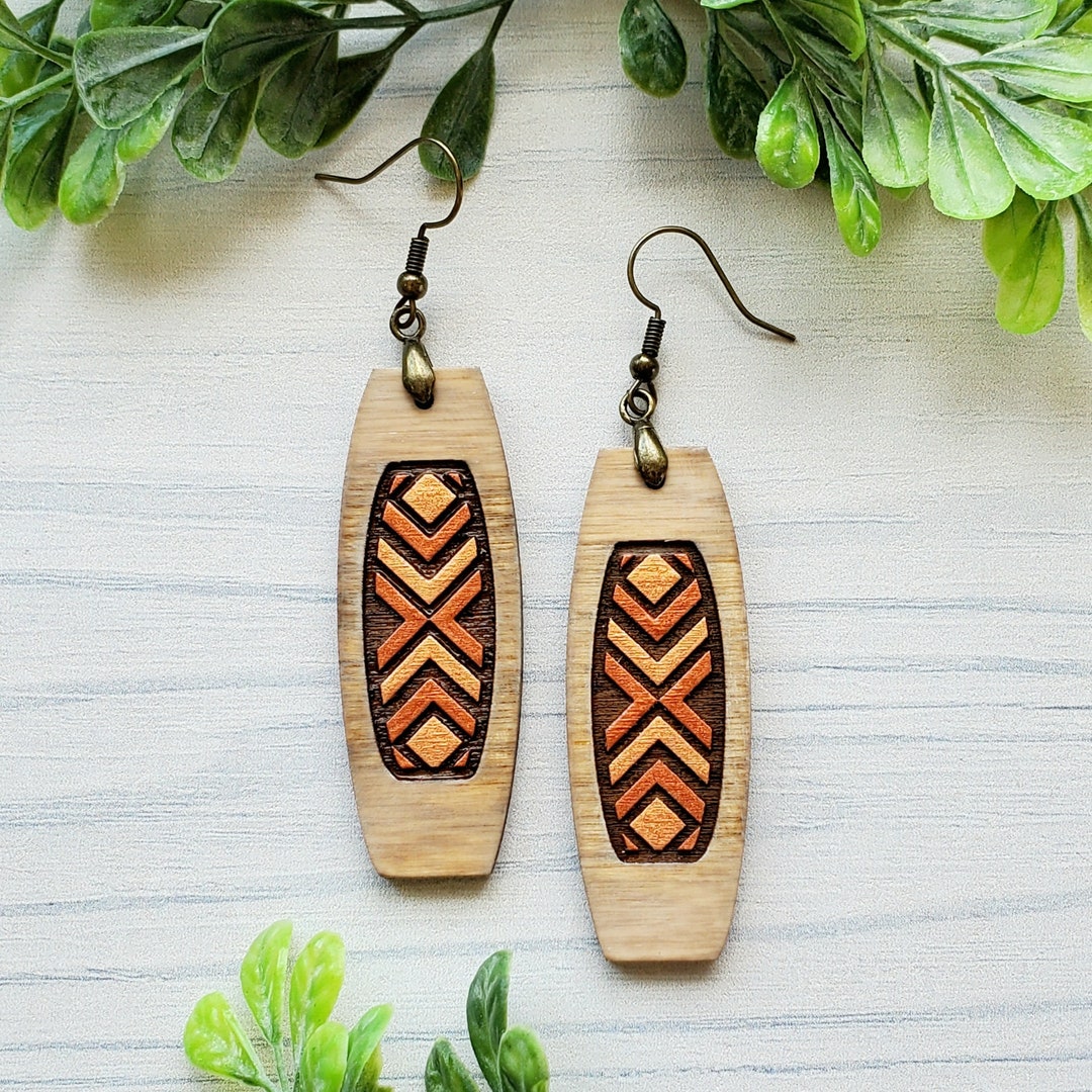 Inset Bar Laser Engraved Earrings DIGITAL FILE - Etsy