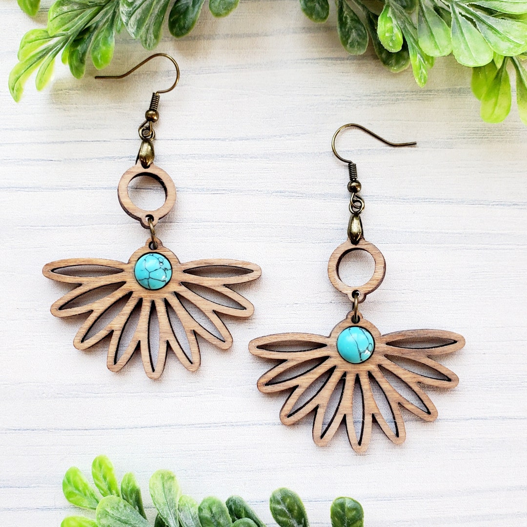 2 Piece Flower Drop Laser Engraved Earrings DIGITAL FILE - Etsy