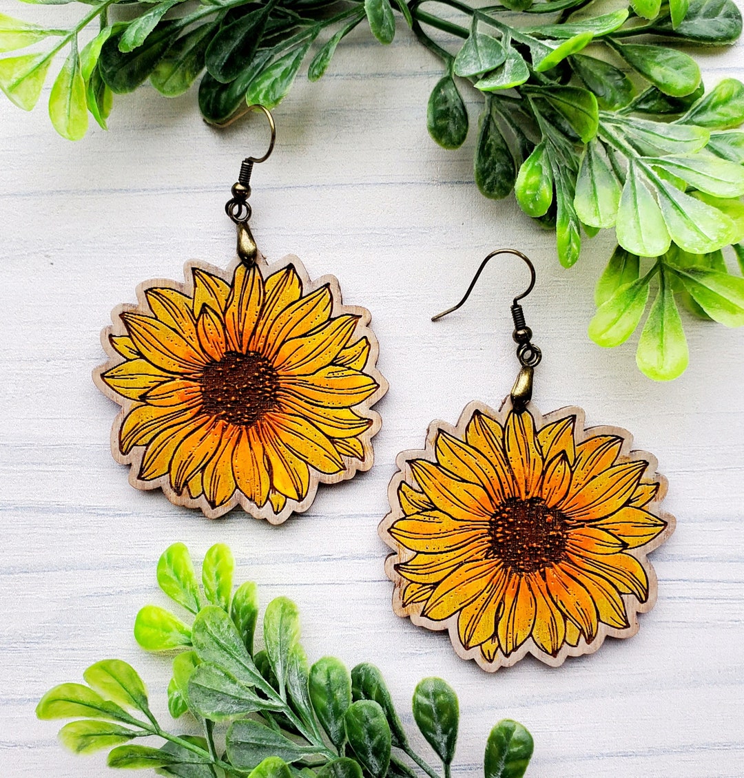 Sunflower Laser Engraved Earrings DIGITAL FILE - Etsy