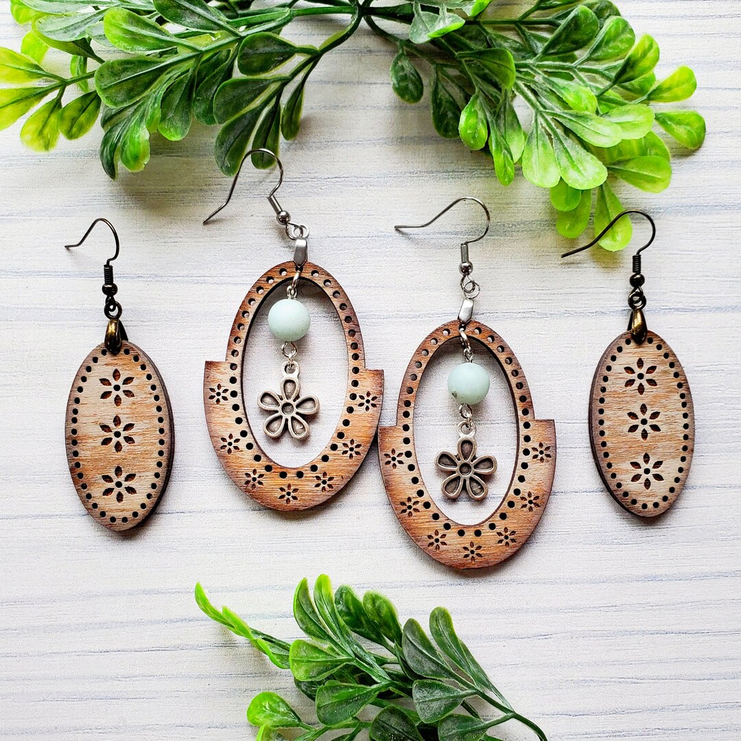 Nested Floral Hoop Laser Engraved Earrings DIGITAL FILE - Etsy