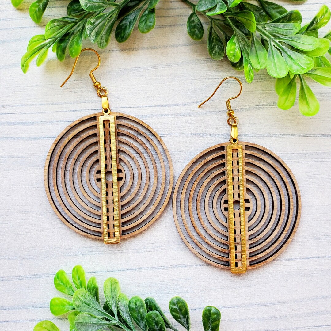 Round Triple Line Laser Engraved Earrings DIGITAL FILE - Etsy
