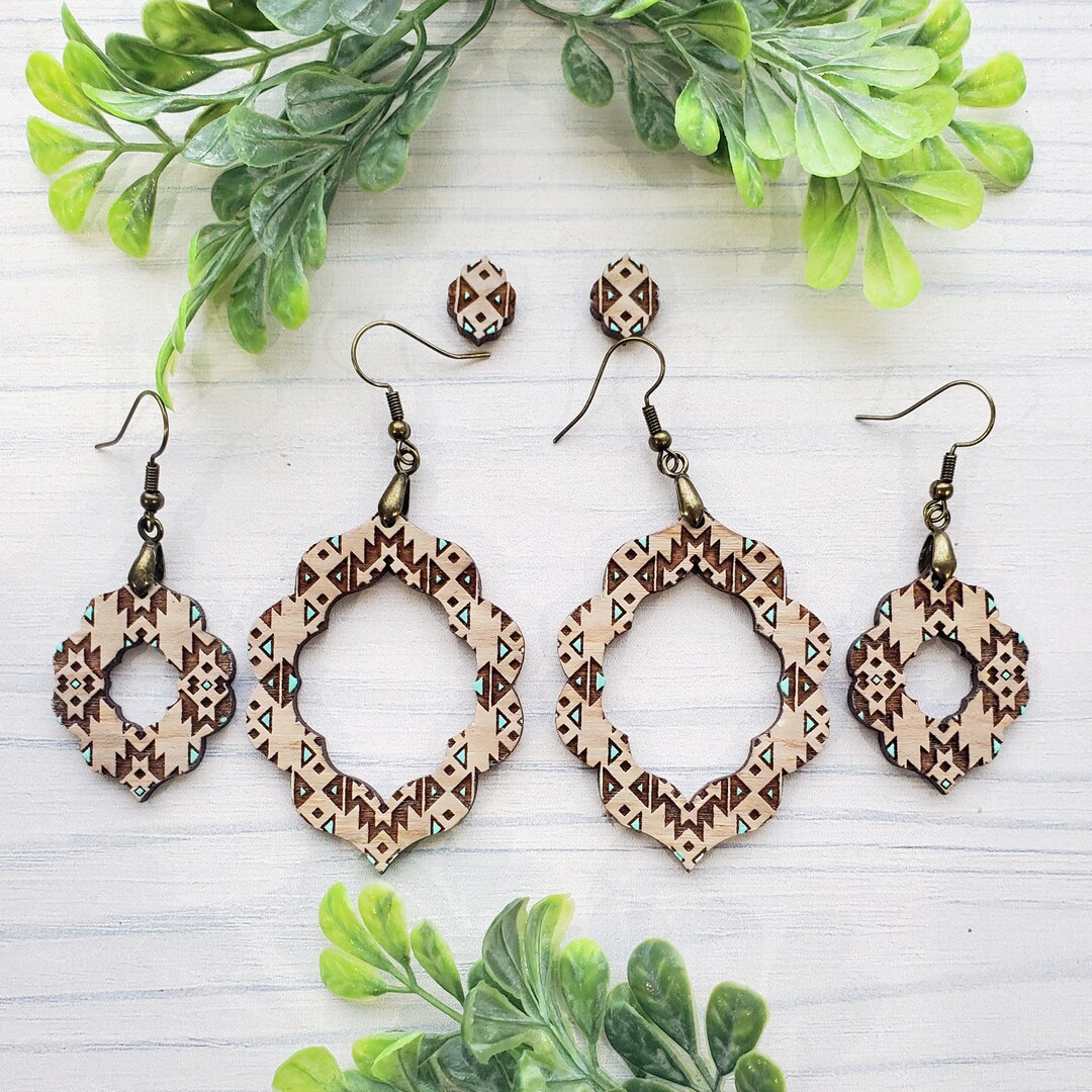 Nested Aztec Hoops With Posts Laser Engraved Earrings DIGITAL FILE - Etsy