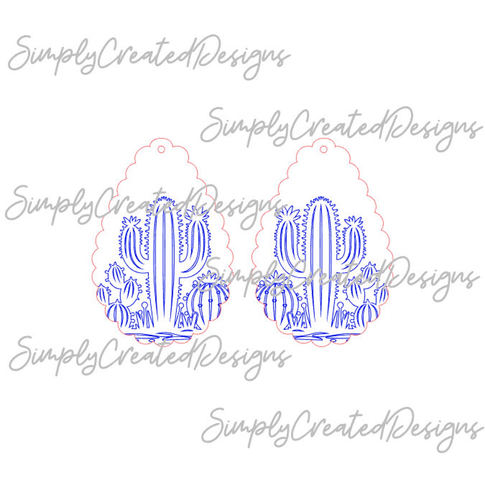 Scalloped Cactus Laser Engraved Earrings DIGITAL FILE - Etsy
