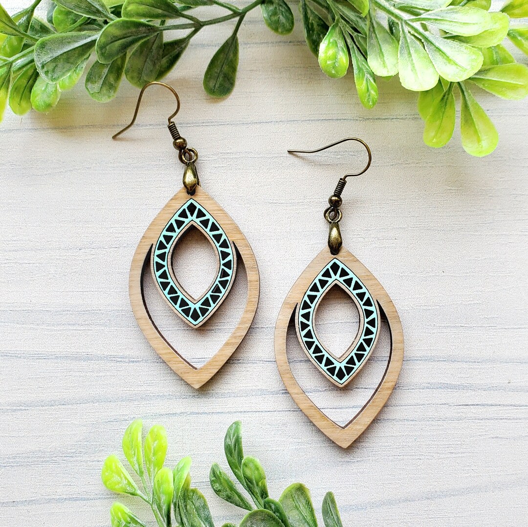 Double Oval Point Laser Engraved Earrings DIGITAL FILE - Etsy