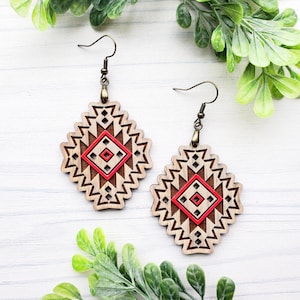 Aztec Drop Laser Engraved Earrings DIGITAL FILE - Etsy