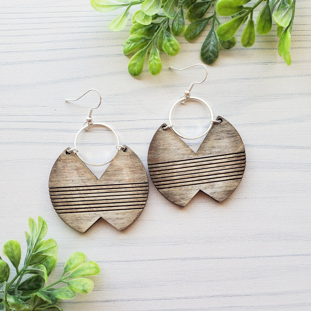 Stipe Cutout Circle Laser Engraved Earrings DIGITAL FILE - Etsy