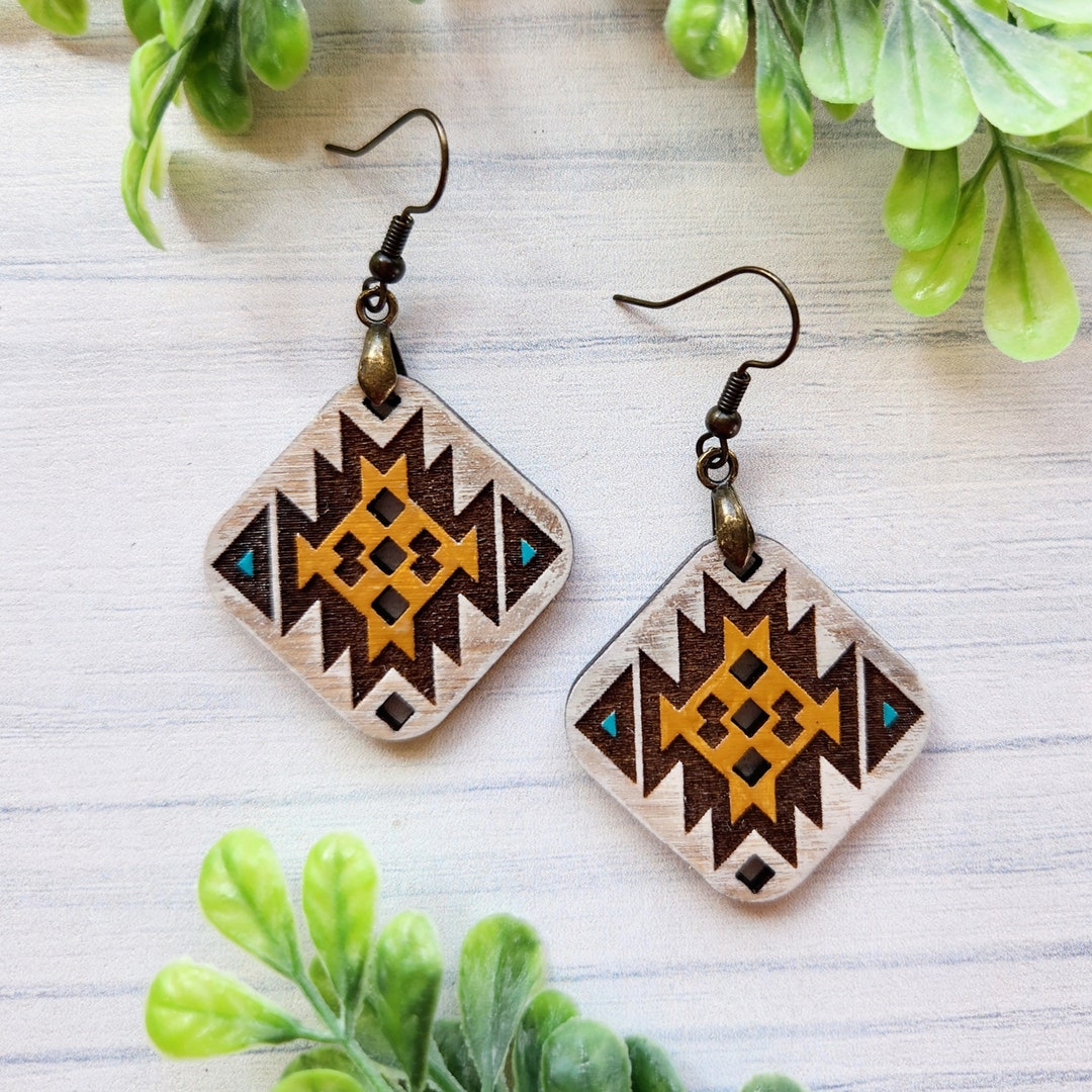 Aztec Design 3 Laser Engraved Earrings DIGITAL FILE - Etsy