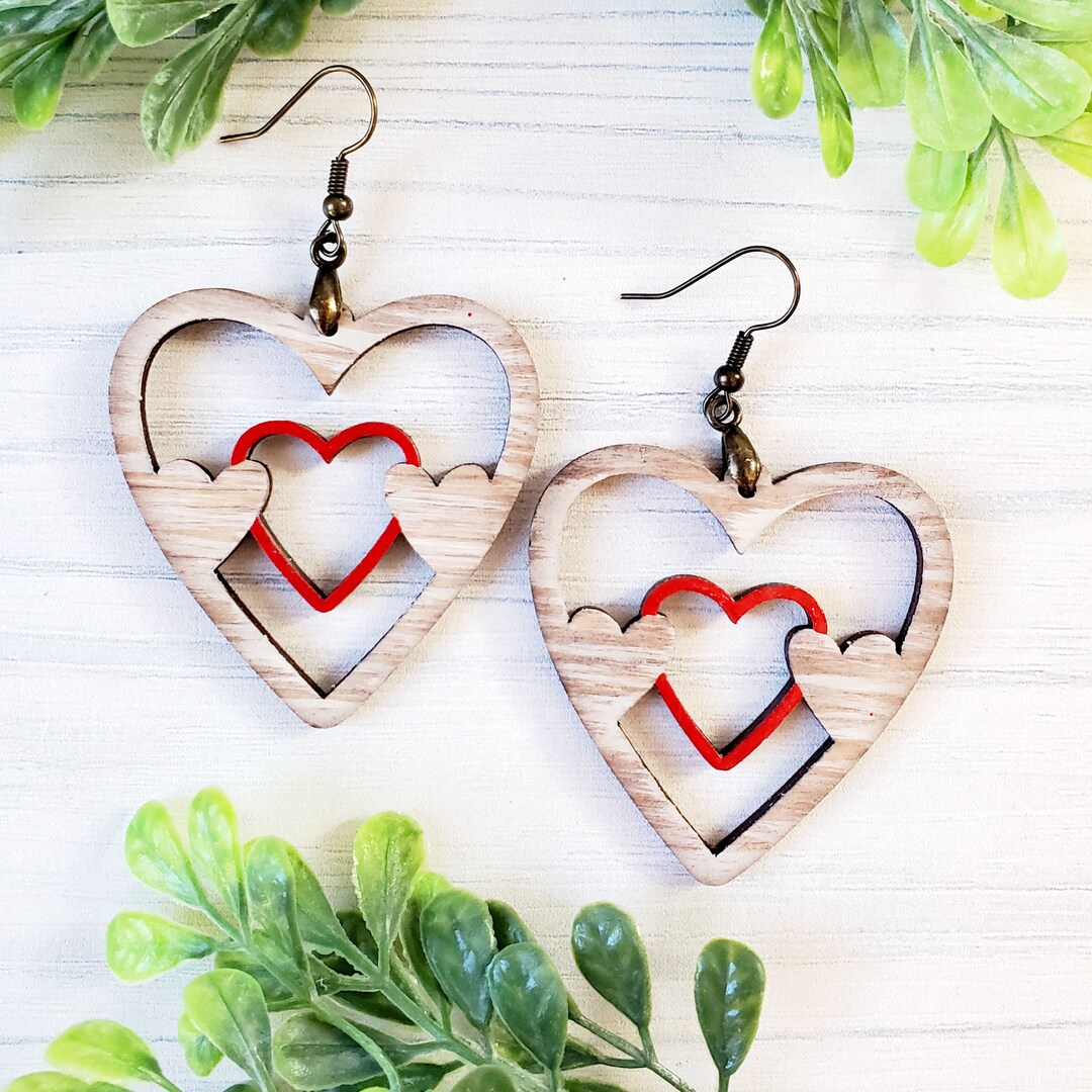 Hearts Laser Engraved Earrings DIGITAL FILE - Etsy