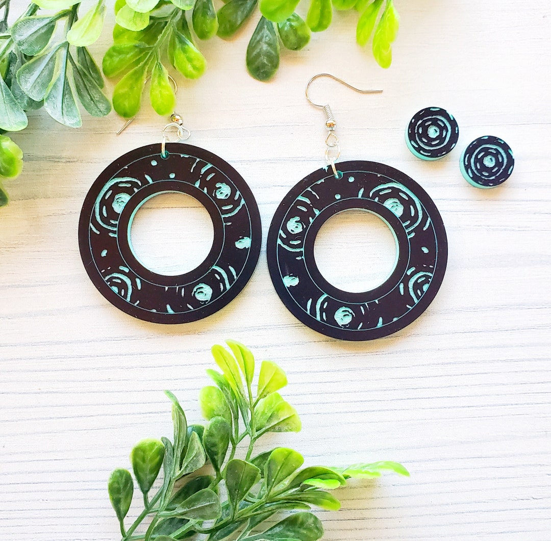 Abstract Circle Layers With Posts Laser Engraved Earrings DIGITAL FILE ...