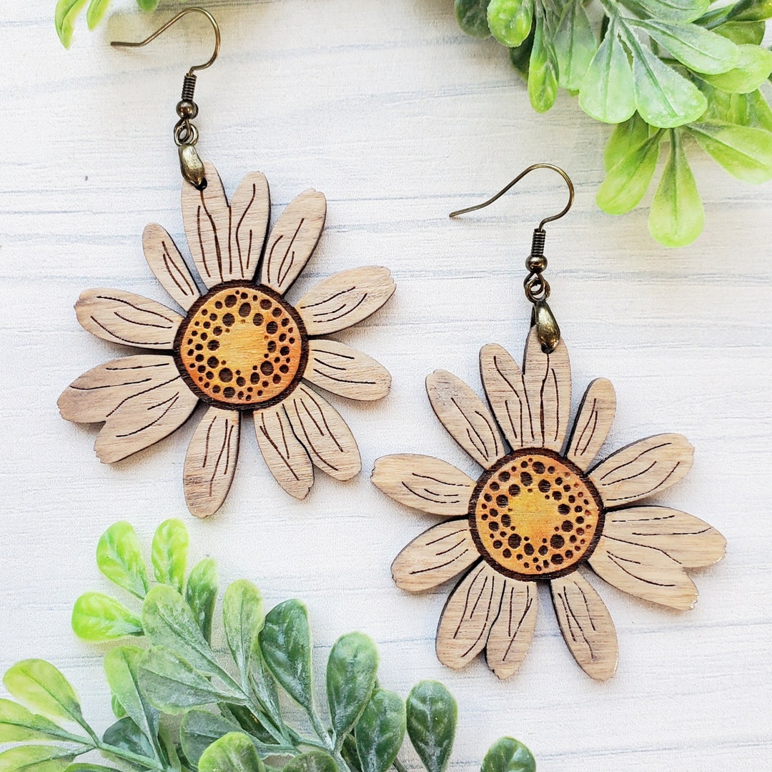 Spring Flower Laser Engraved Earrings DIGITAL FILE - Etsy