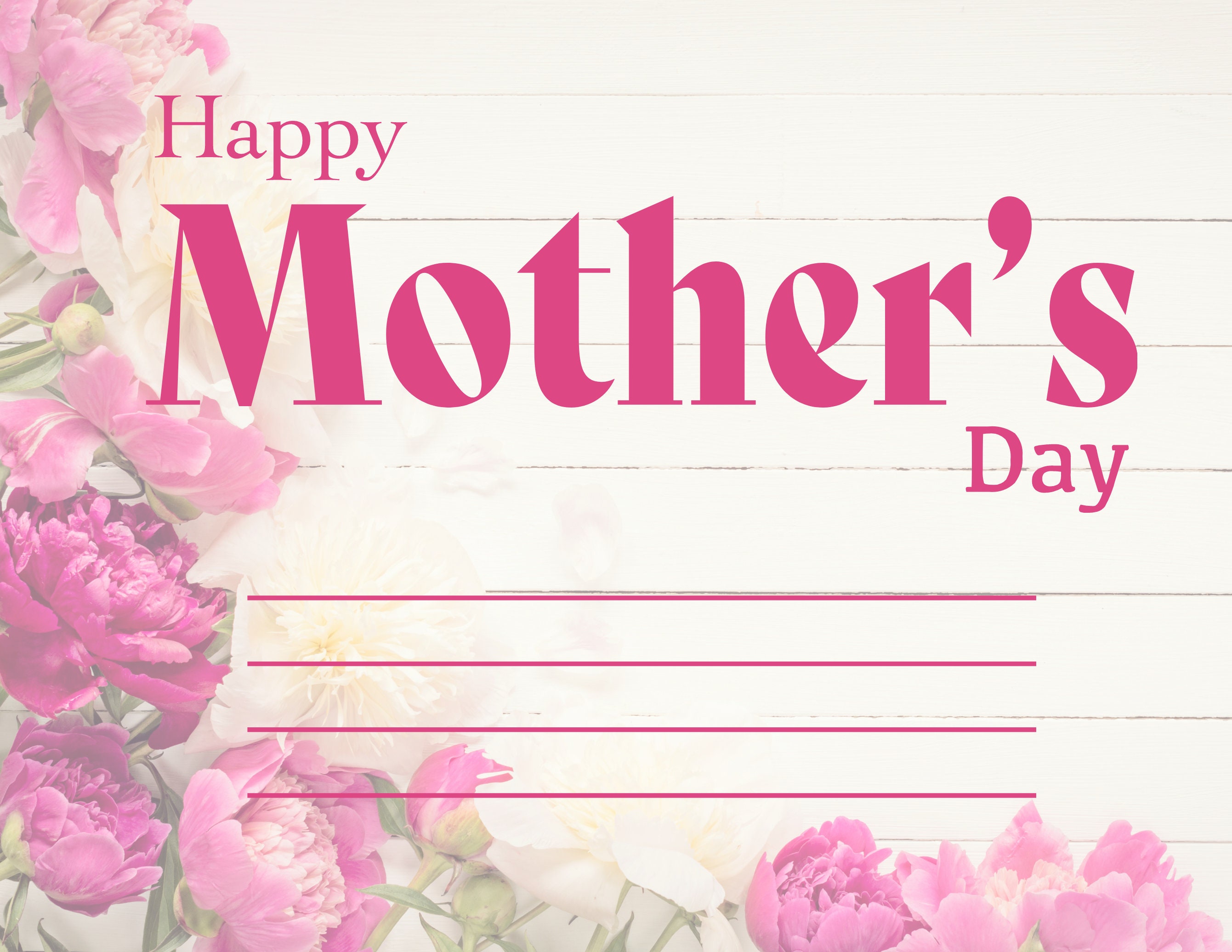 Mother's Day Poem Postcard Front and Back Design Printable Card Digital ...