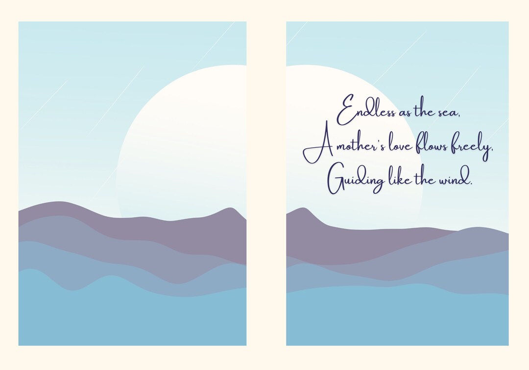 Mother's Day Haiku Foldable Card Front and Back Design Printable Blank ...