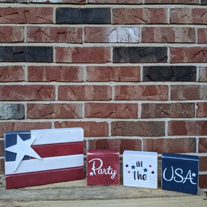 Party in the USA Block Trio / Patriotic Red, White & Blue Block Set - Etsy