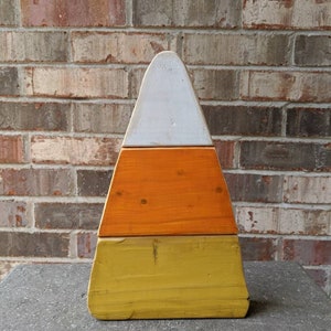 Candy Corn Block / Rustic Wood Fall Block / Halloween Decor - Etsy