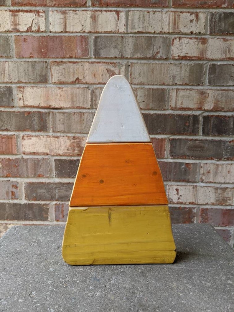 Candy Corn Block / Rustic Wood Fall Block / Halloween Decor - Etsy